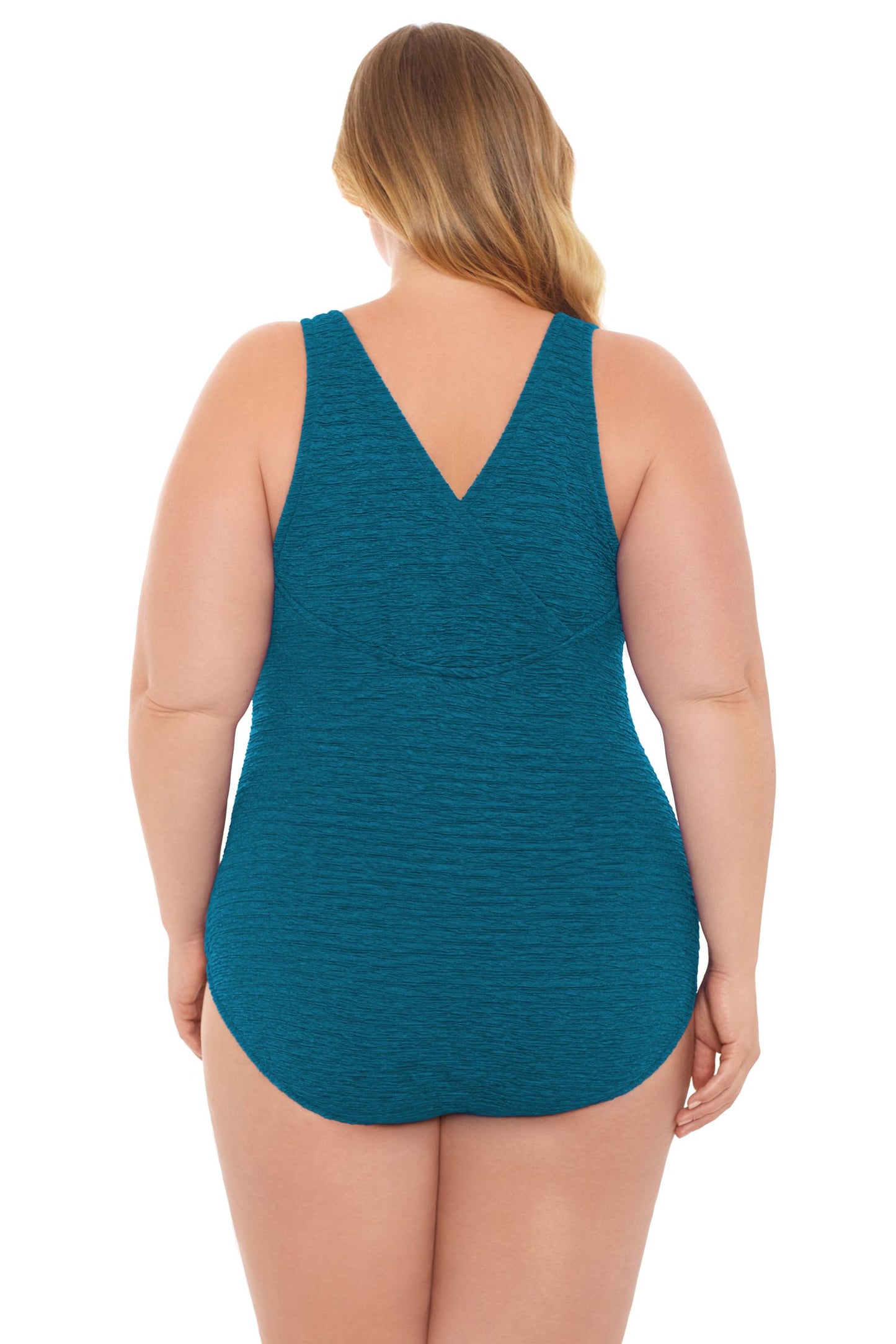 Penbrooke Krinkle Plus Size Chlorine Resistant Cross Back One Piece Sw