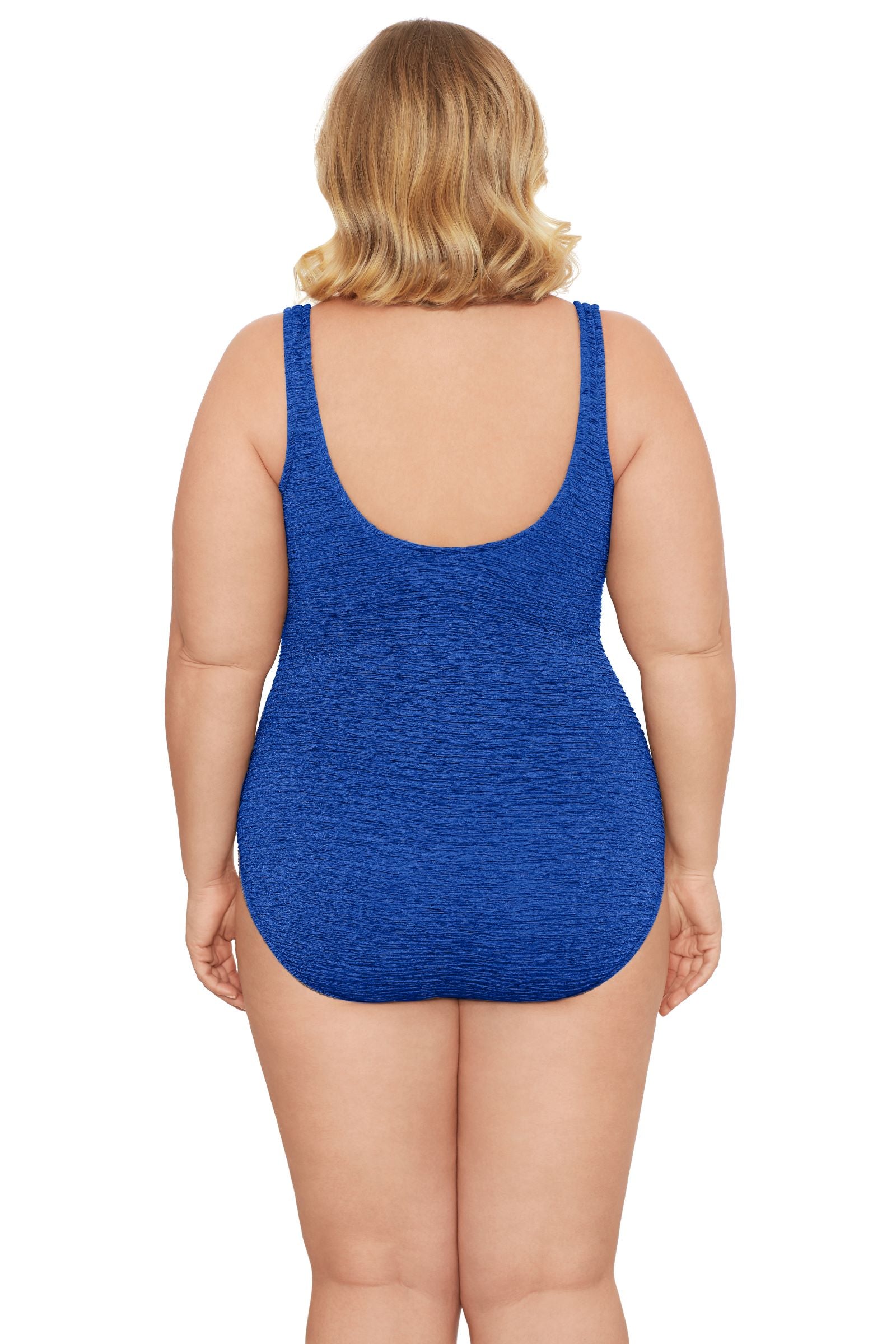 Penbrooke Krinkle Plus Size Sheath One Piece Scoop Neck Chlorine Resis